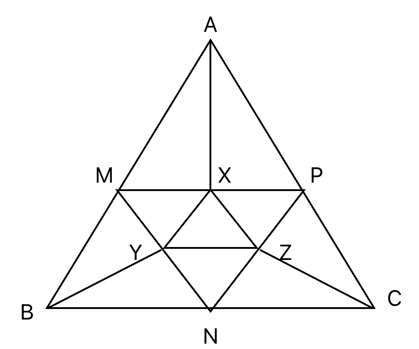 [Video] The midpoints of sides AB, BC, and AC in ΔABC are M, N, and P, respectively. The medians ...